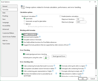 Change cell reference format style from A1 to R1C1 or from R1C1 to A1 ...