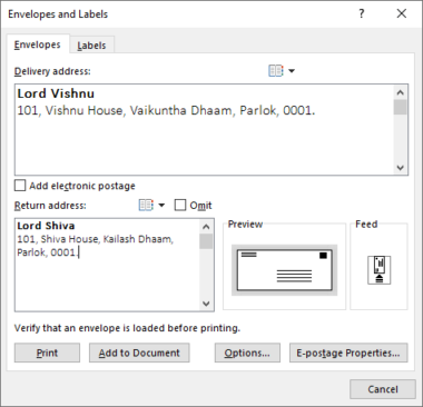 How to create an envelope in Word?